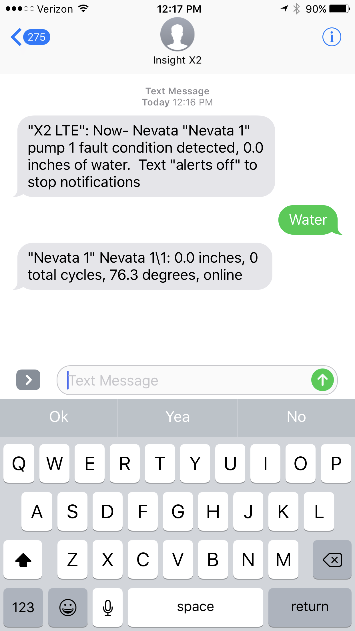 Nevata fault and water sms | Nautic Alert